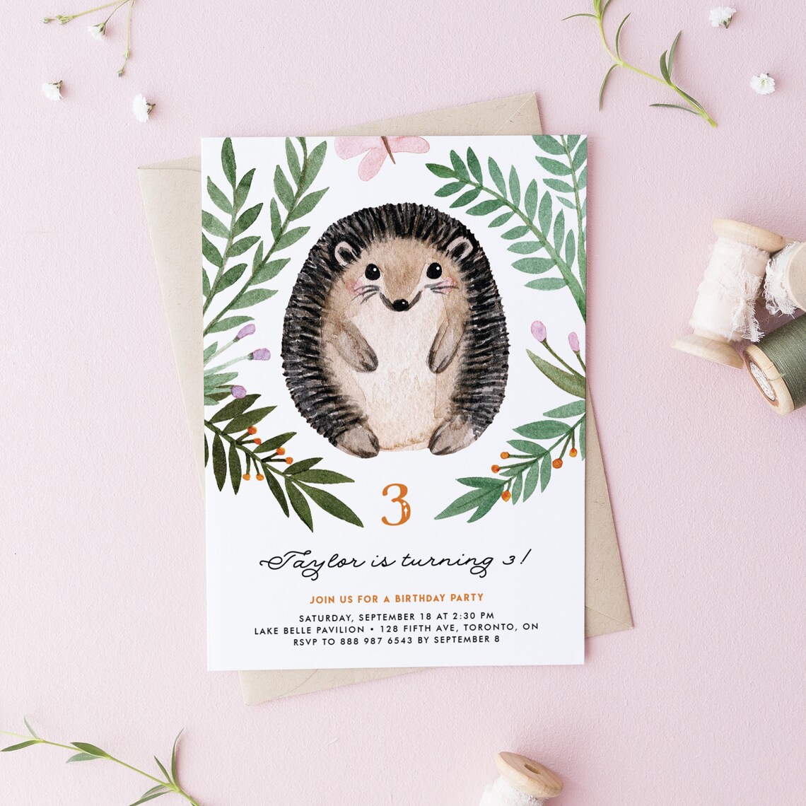 Printable Hedgehog Kids Birthday Party Invitation Template - Etsy