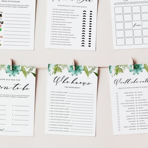Printable Floral Baby Shower Games Bundle - 5x7 Watercolor Turquoise ...