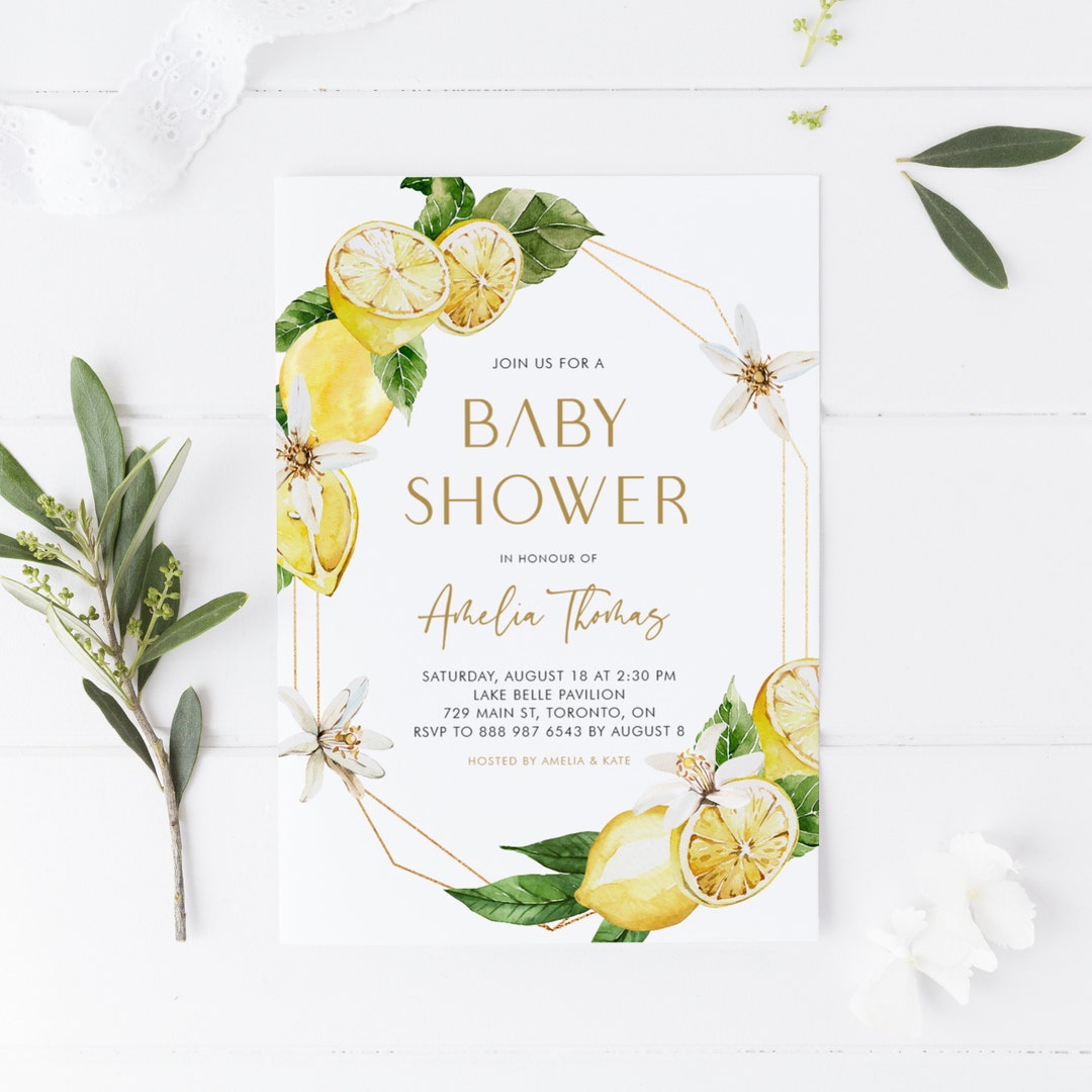 Printable Lemon Baby Shower Invitation Template - Editable Lemon Shower ...
