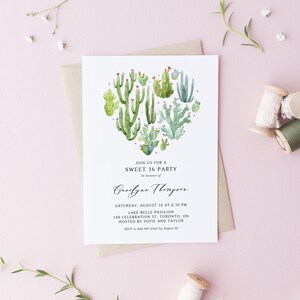 Printable Succulents Birthday Party Invitation Template - Editable ...