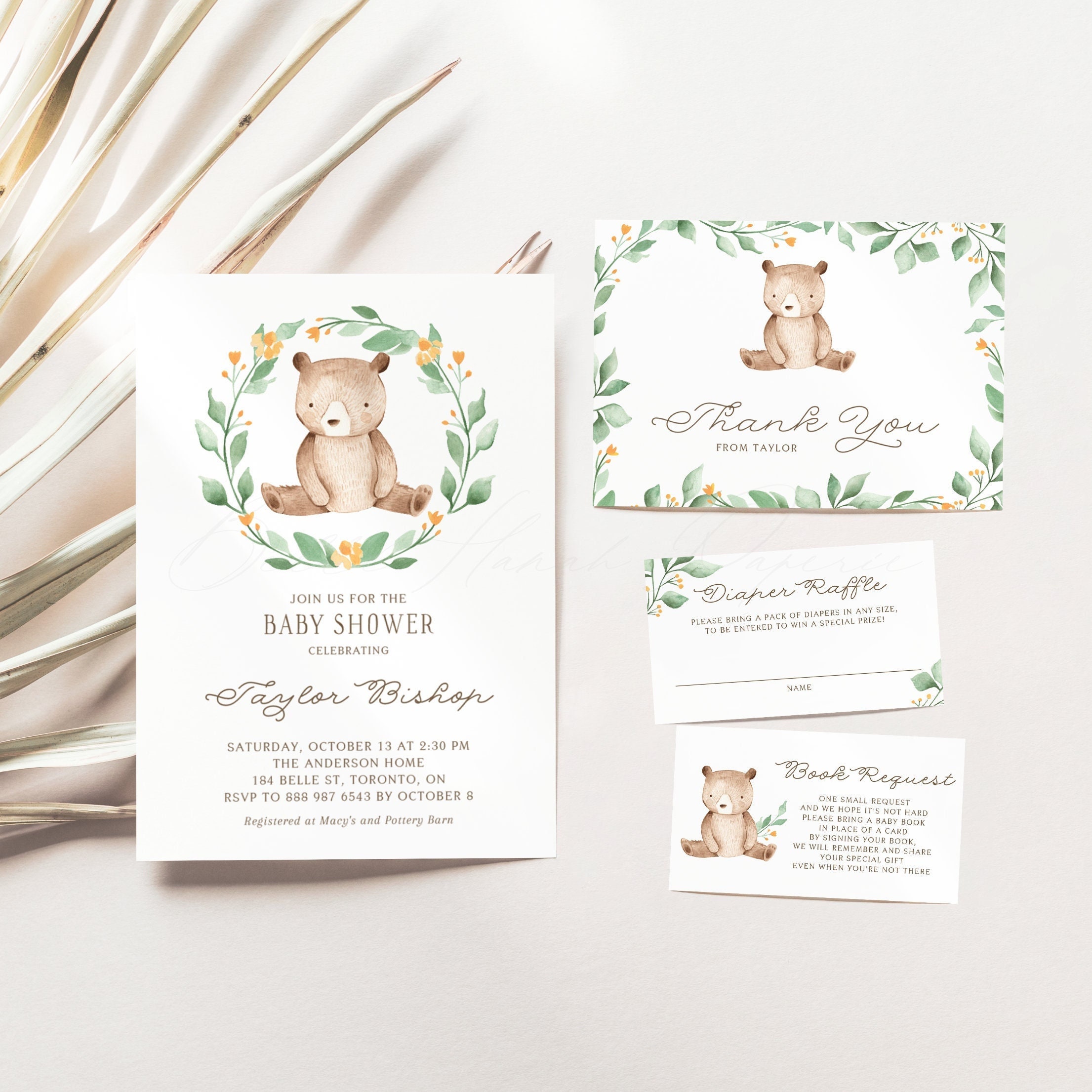 Printable Bear Baby Shower Bundle Templates Woodland Bear | Etsy