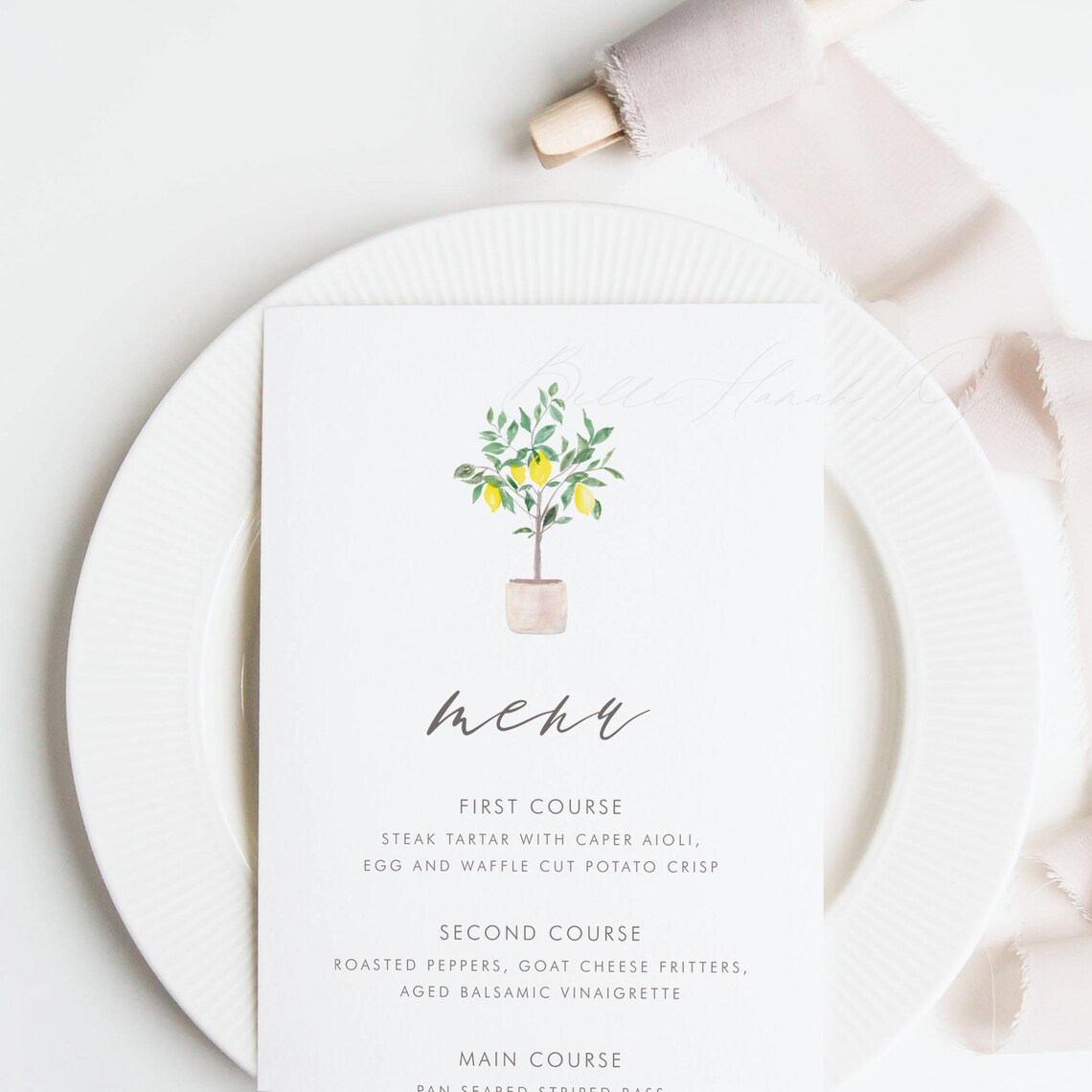 Printable Lemon Tree Wedding Menu Card Template DIY - Etsy