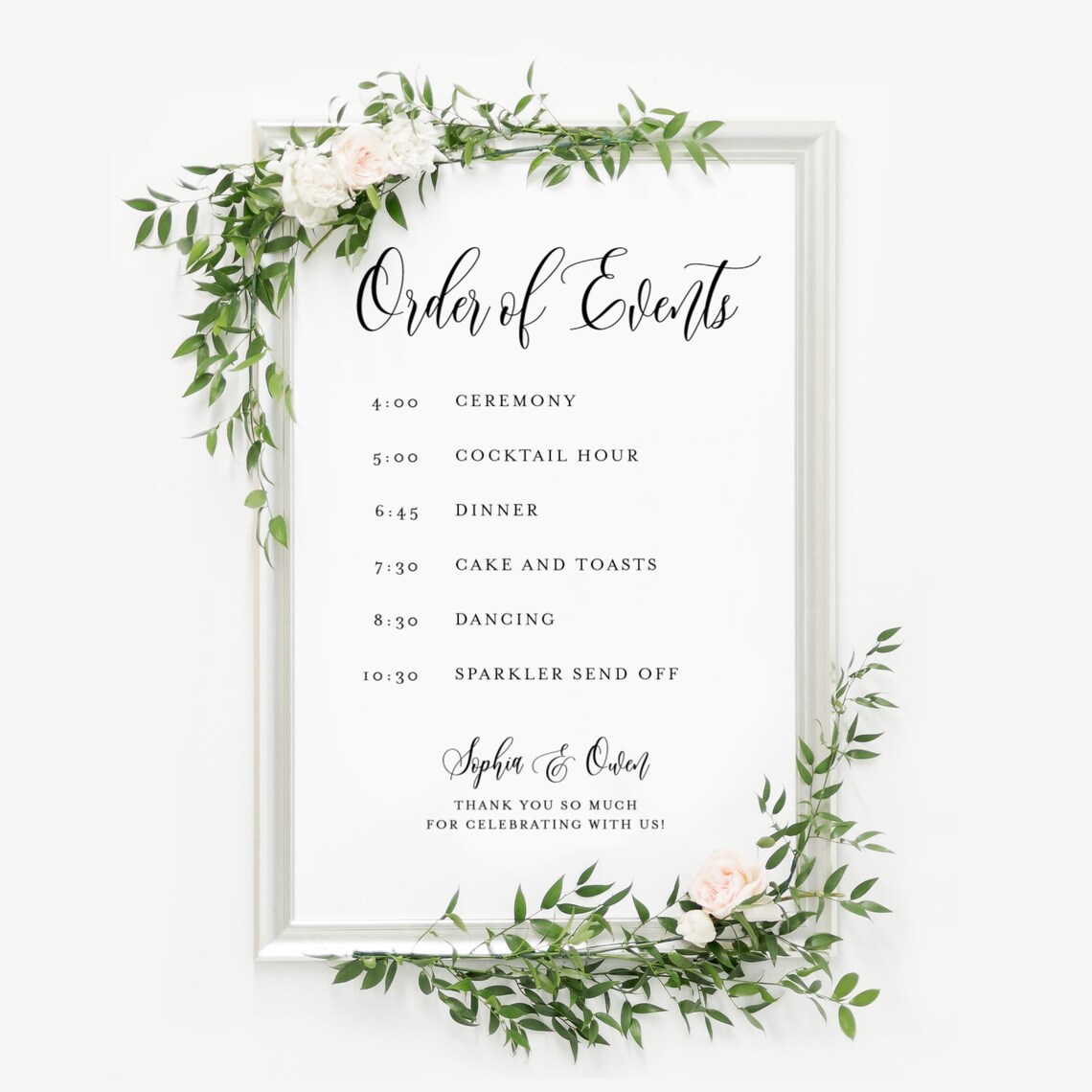Printable Order of Events Wedding Sign Template Sophia - Etsy