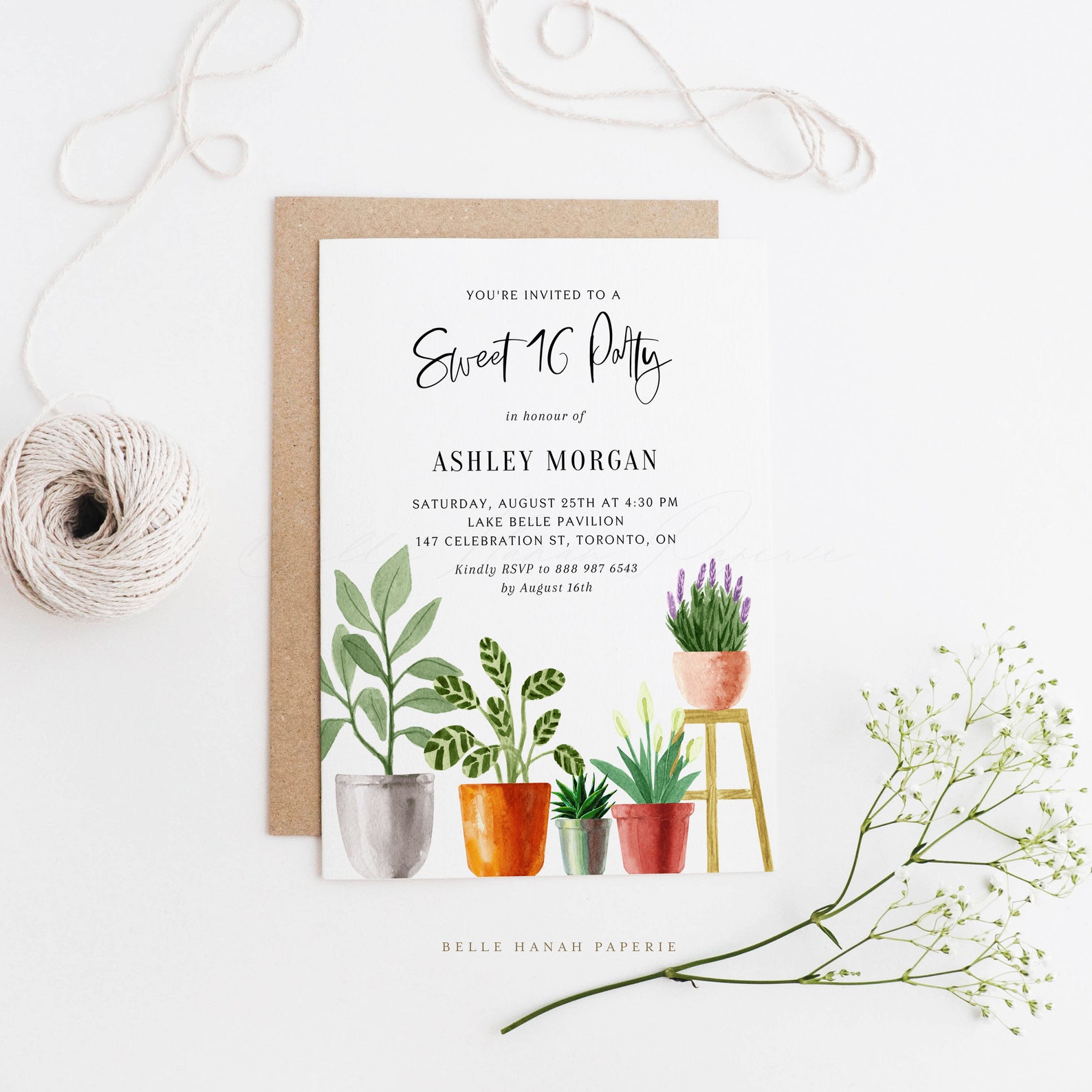 Printable Potted Plants Birthday Party Invitation Template - Etsy