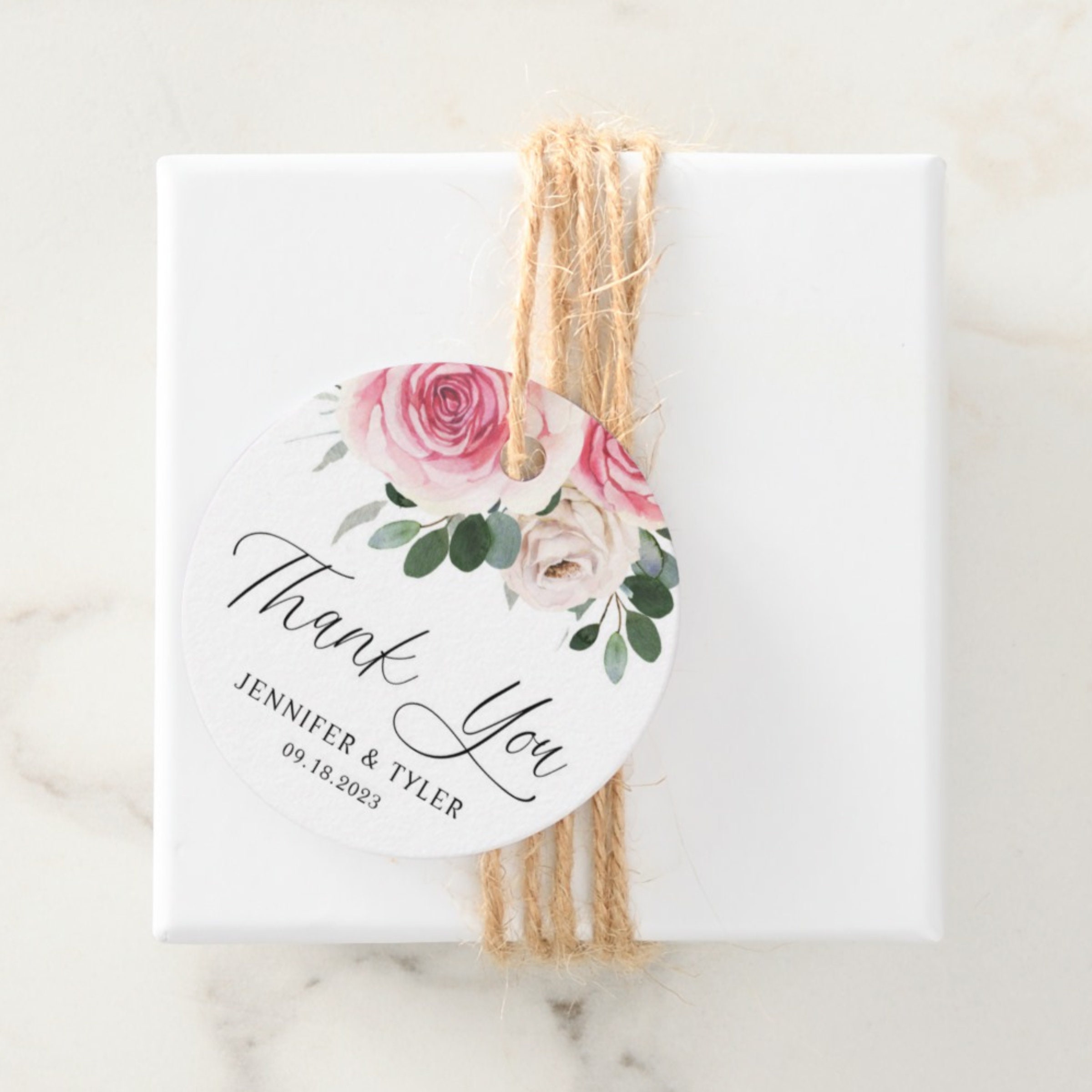 Floral Printable Wedding Thank You Circle Tag or Sticker | Etsy