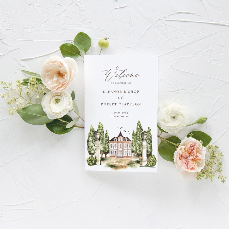 Printable Elegant Chateau Wedding Program Booklet Template - Etsy