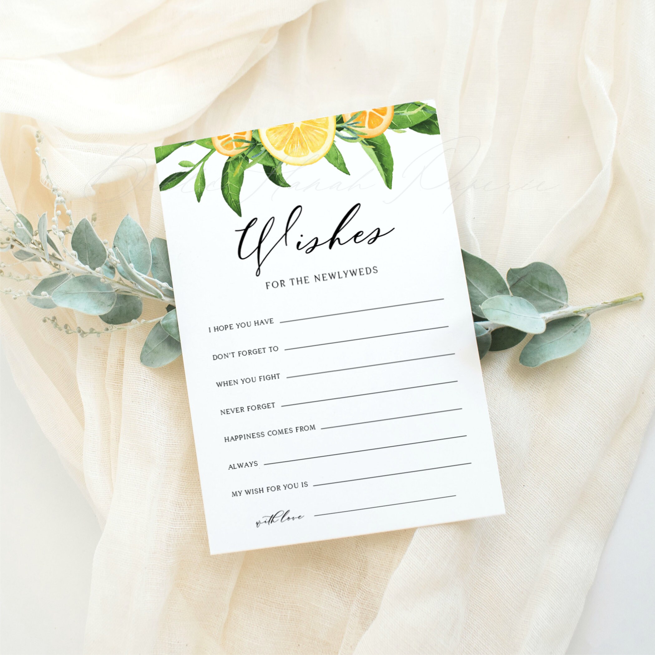 Printable Lemon Wishes for the Newlyweds Card Lemons and | Etsy