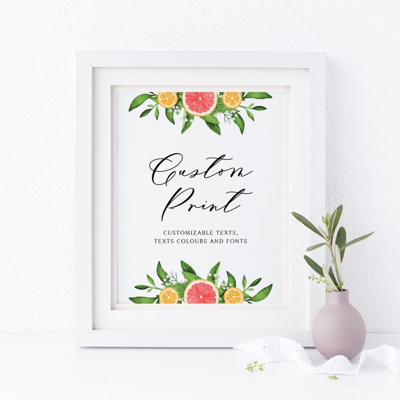 Citrus Custom Wedding Sign Template Printable Watercolor - Etsy