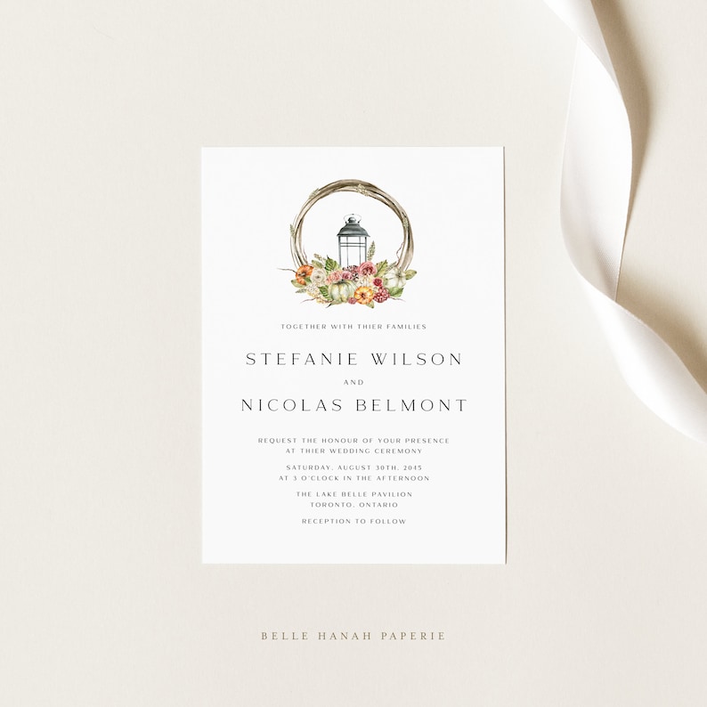 Printable Rustic Fall Wedding Invitation Set Template - Etsy