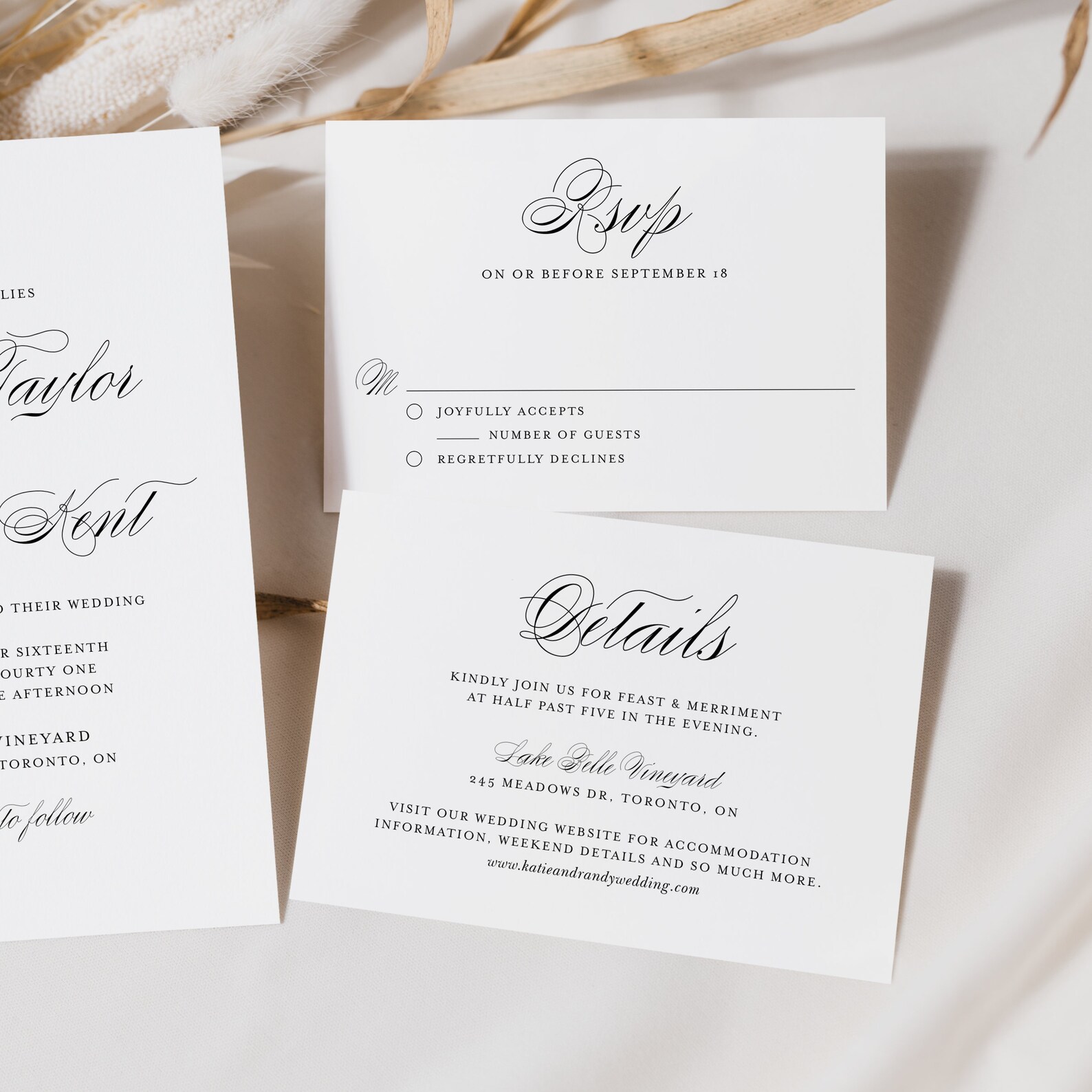 Elegant Script Wedding Invitation Set Template Printable | Etsy