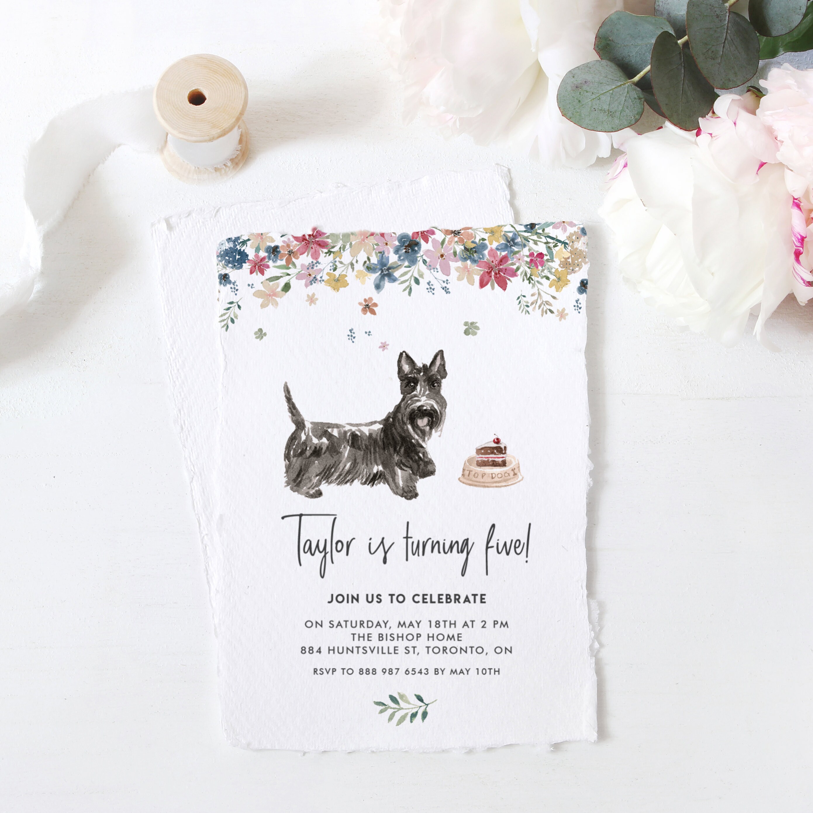 Scottish Terrier Birthday Invitation Template Printable - Etsy