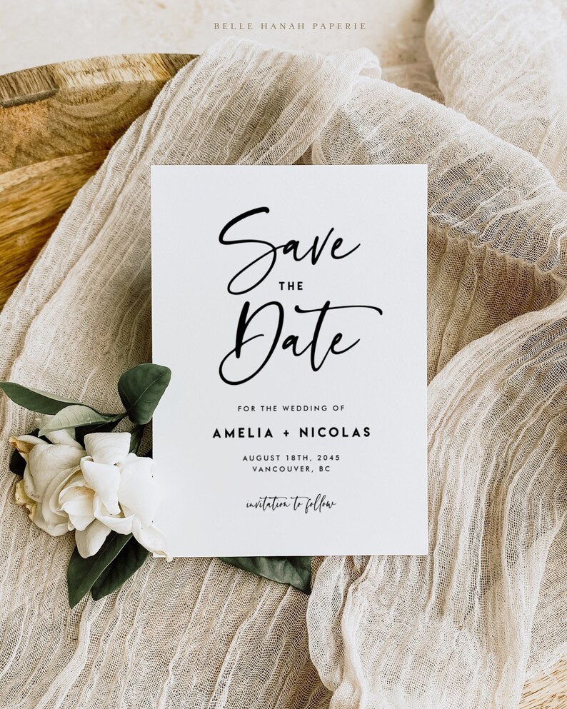 Printable Handwritten Save the Date Template DIY Cursive - Etsy