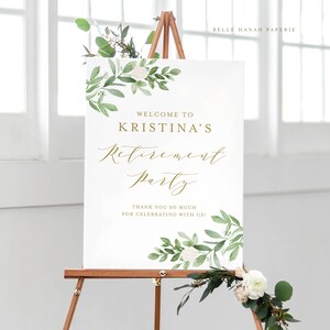 Printable Eucalytus Retirement Party Welcome Sign Template - Greenery ...