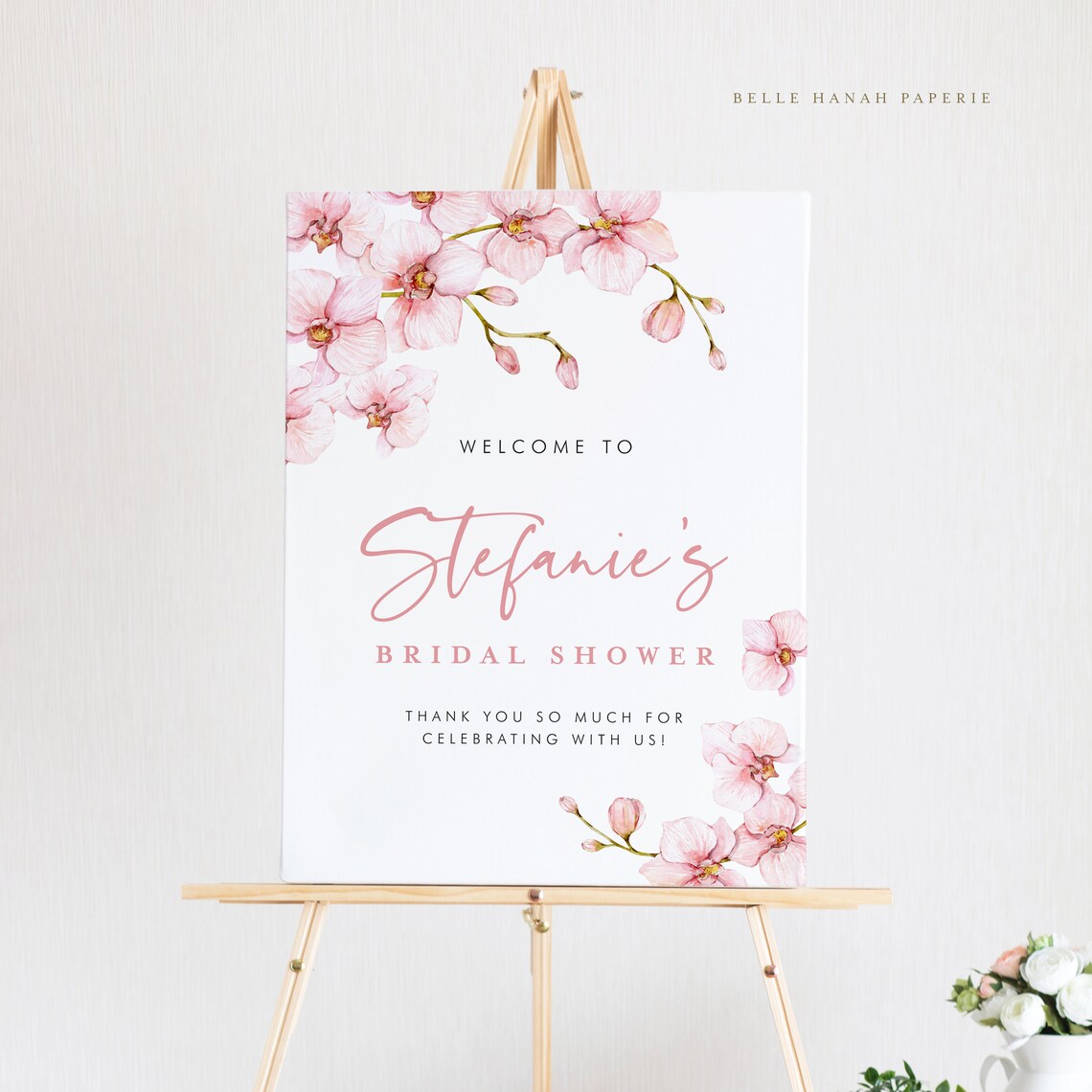 Printable Pink Orchids Bridal Shower Welcome Sign Template - Editable ...