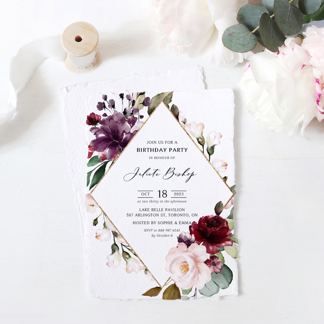 DIY Birthday Party Invitation Template Printable Watercolor - Etsy