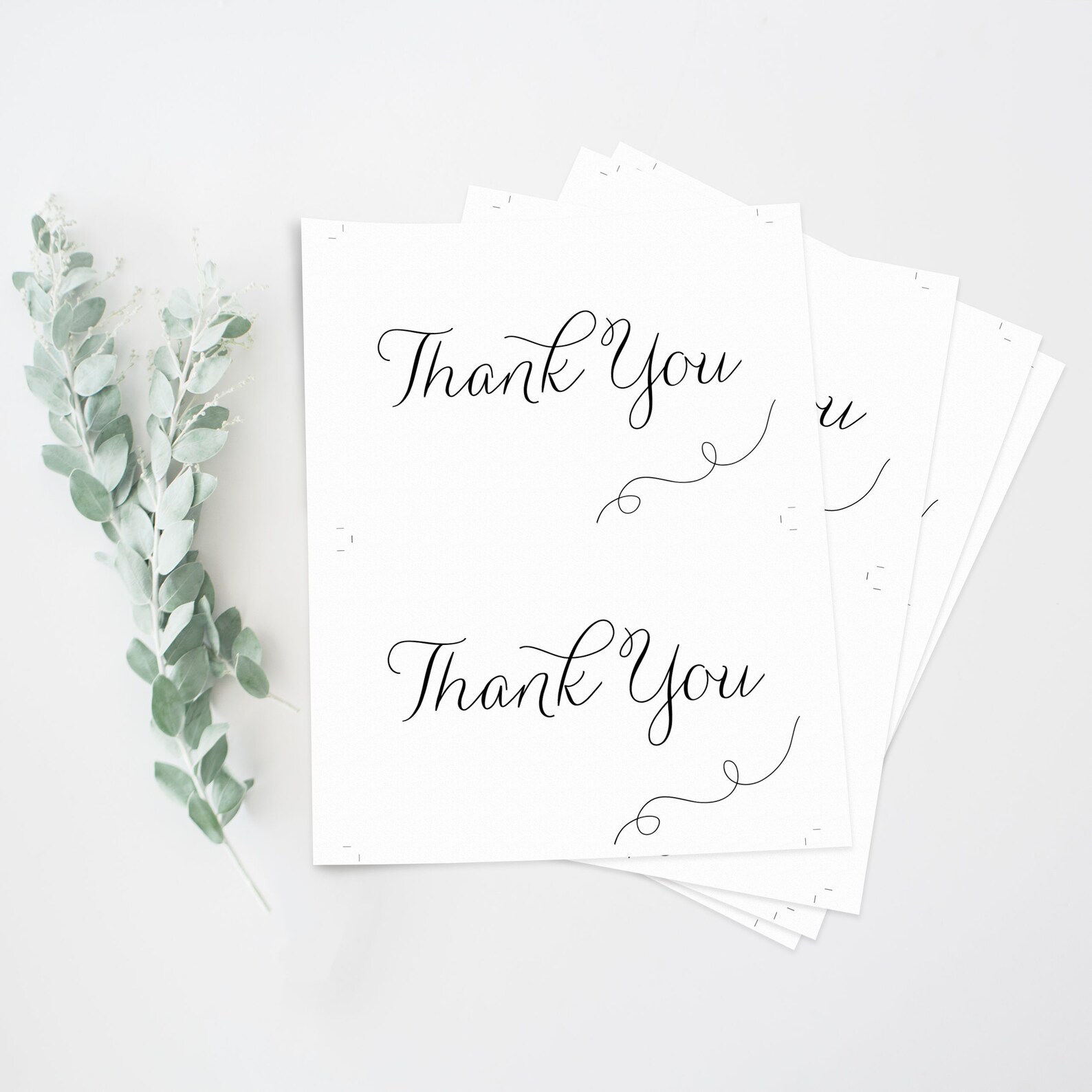 Printable Script Thank You Card 5x7 Modern Calligraphy Flat | Etsy