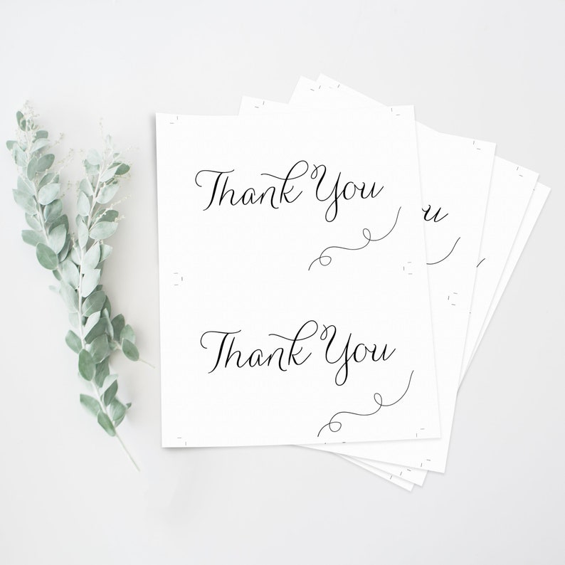 Printable Script Thank You Card 5x7 Modern Calligraphy Flat | Etsy