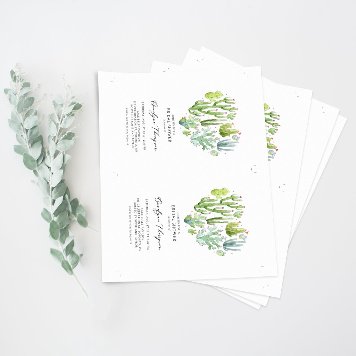 Printable Succulents Birthday Party Invitation Template - Editable ...