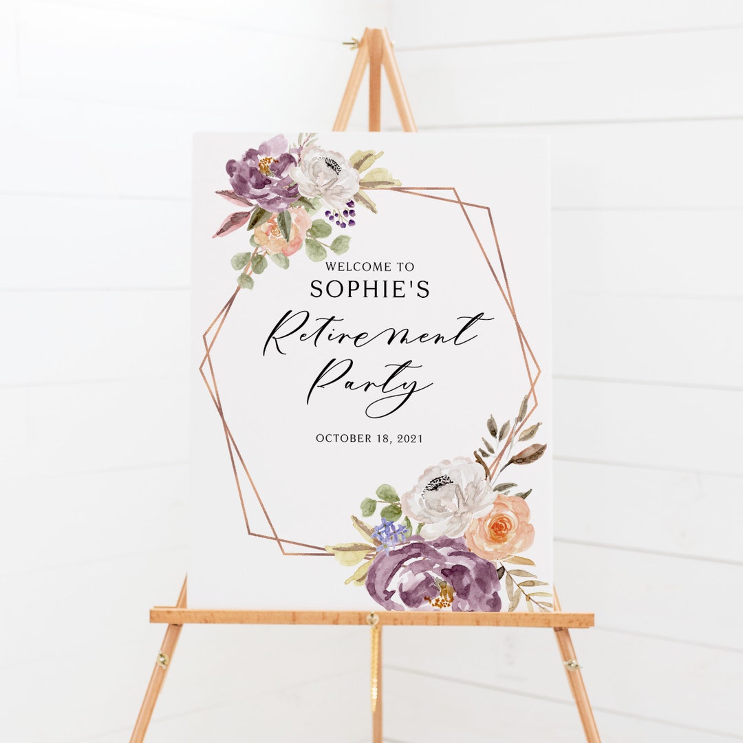 Printable Floral Retirement Party Welcome Sign Template 18x24 ...