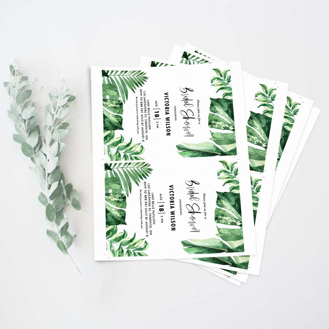 Printable Monstera Bridal Shower Invitation Template - Etsy