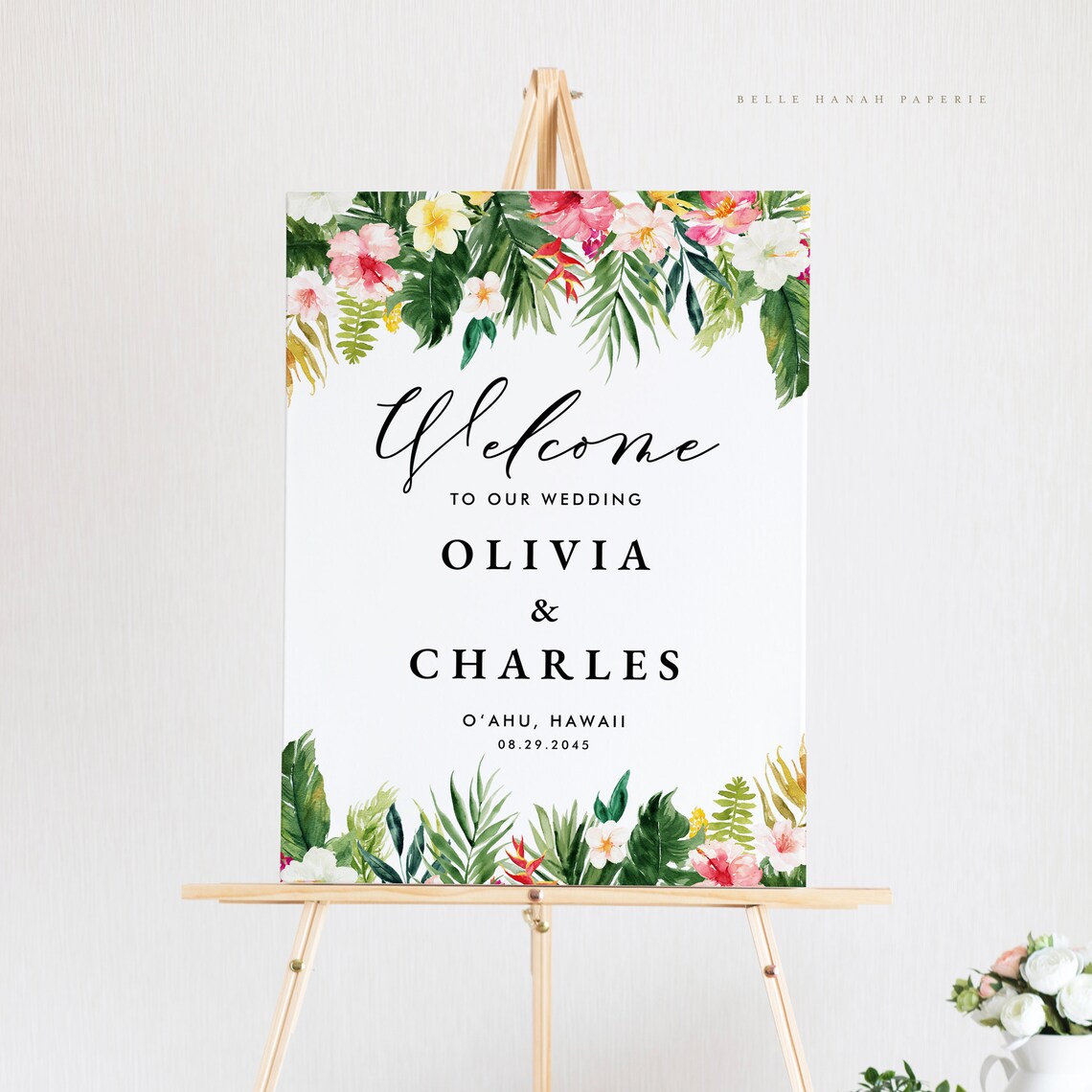 Printable Tropical Wedding Welcome Sign Template, 18x24 Watercolor ...