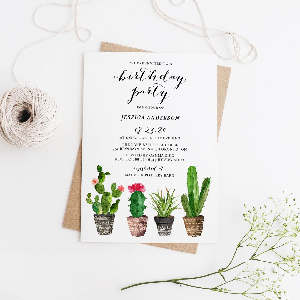 Editable Cactus Birthday Party Invitation Template Boho | Etsy