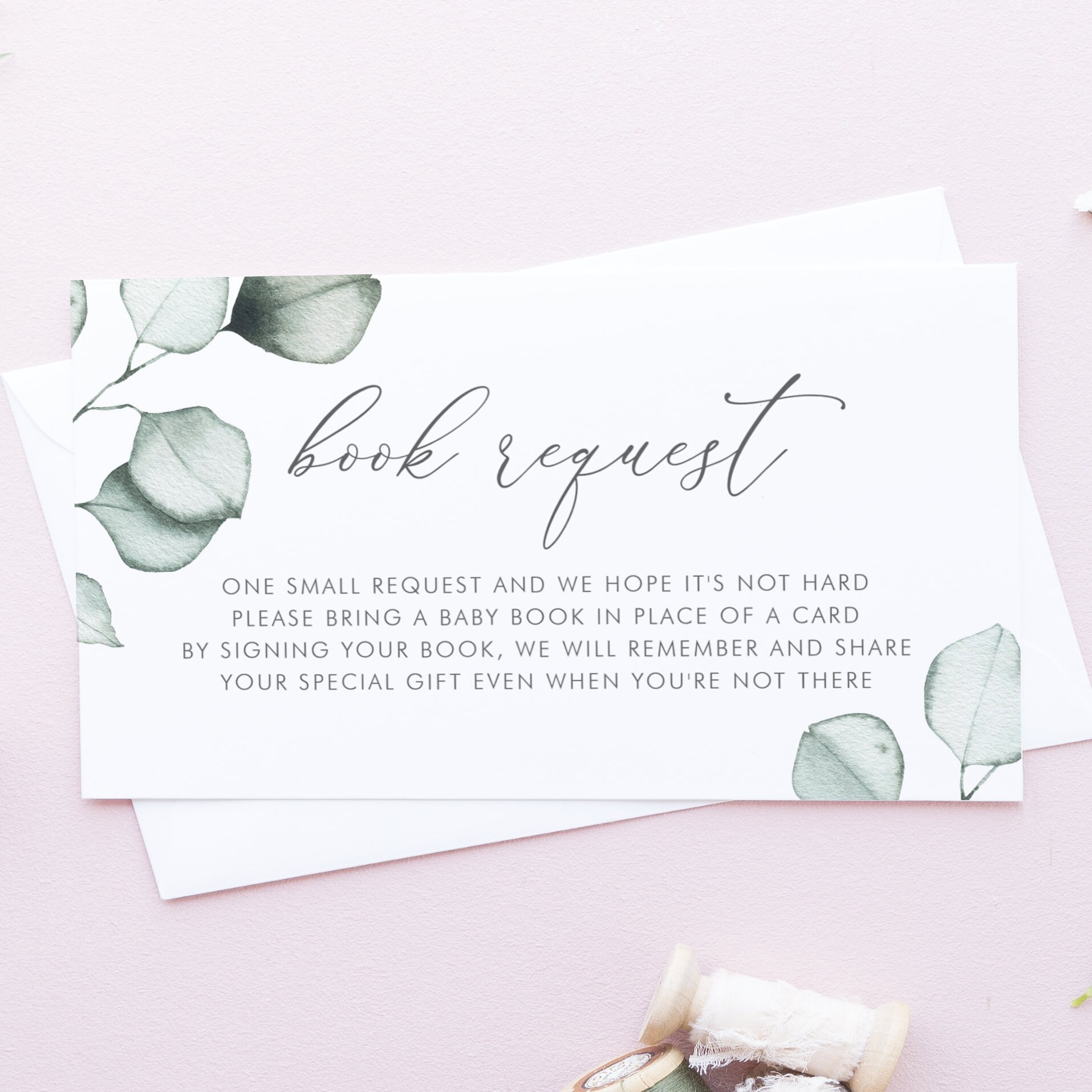 Minimalist Eucalyptus Book Request Card Printable Bring a - Etsy