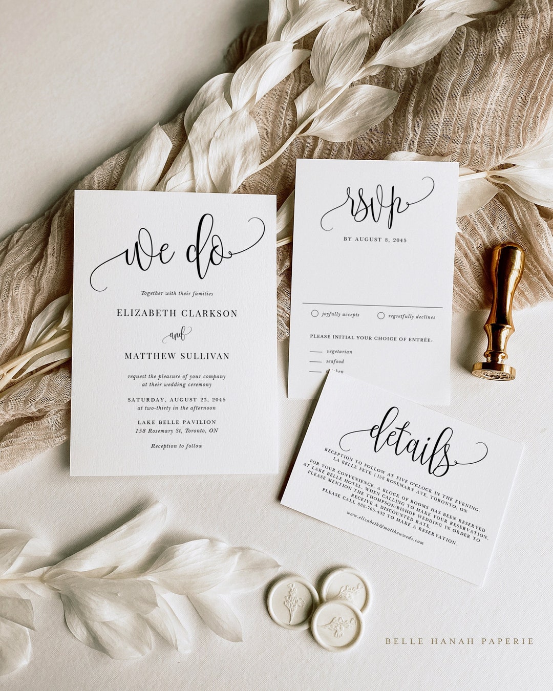 Printable We Do Wedding Invitation Set Template - DIY Modern Script ...