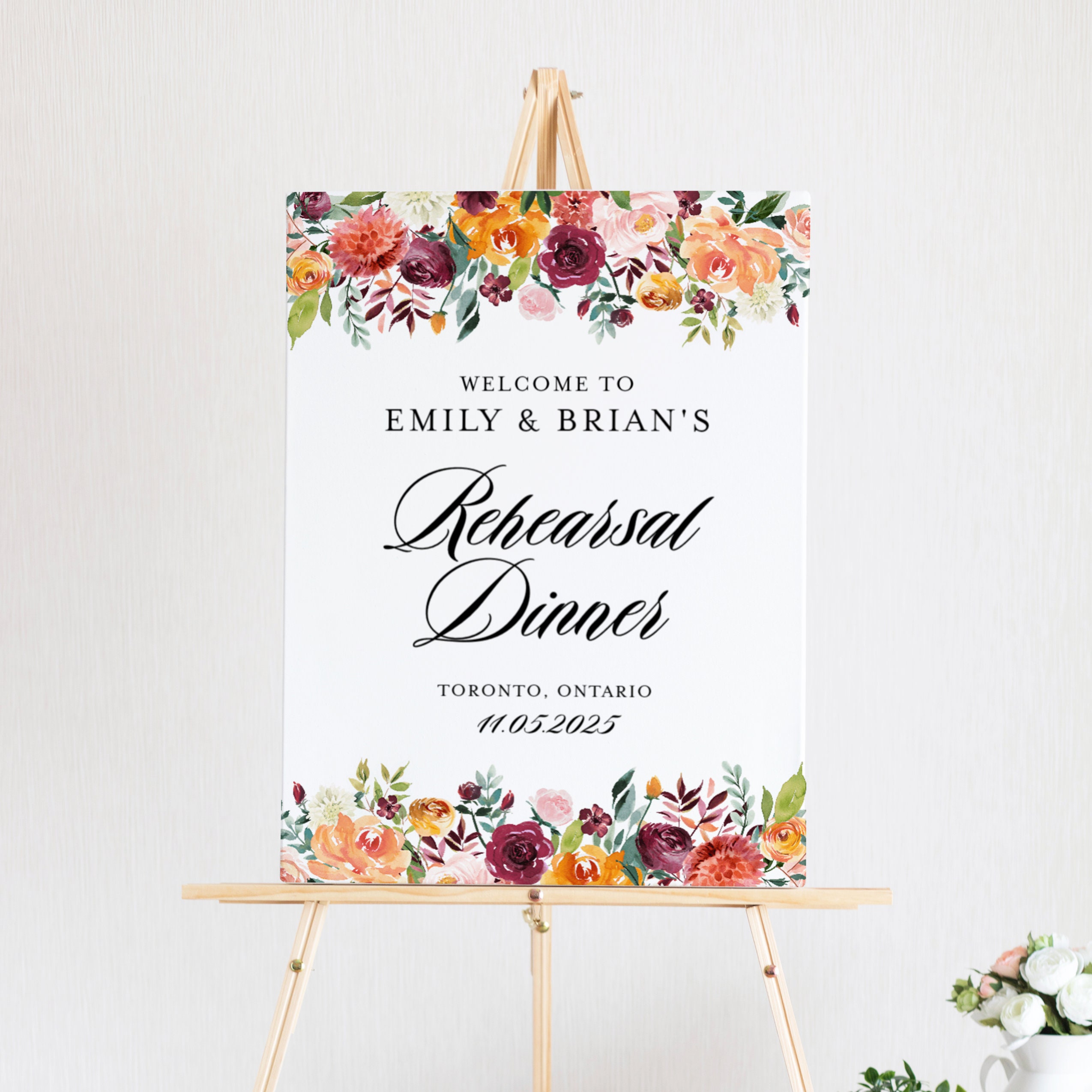 Fall Rehearsal Dinner Welcome Sign Template - Printable Watercolor ...
