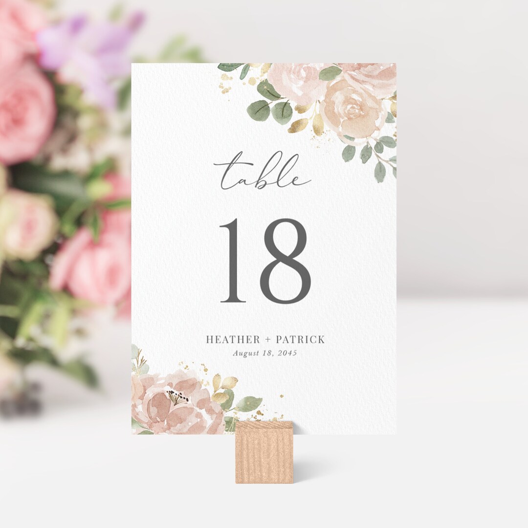 Printable Boho Floral Wedding Table Numbers Template 5x7 Editable ...
