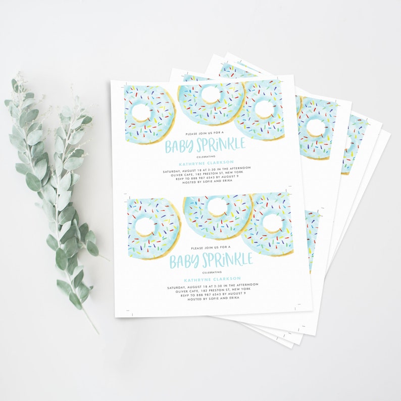 Printable Blue Donuts Birthday Party Invitation Template DIY - Etsy