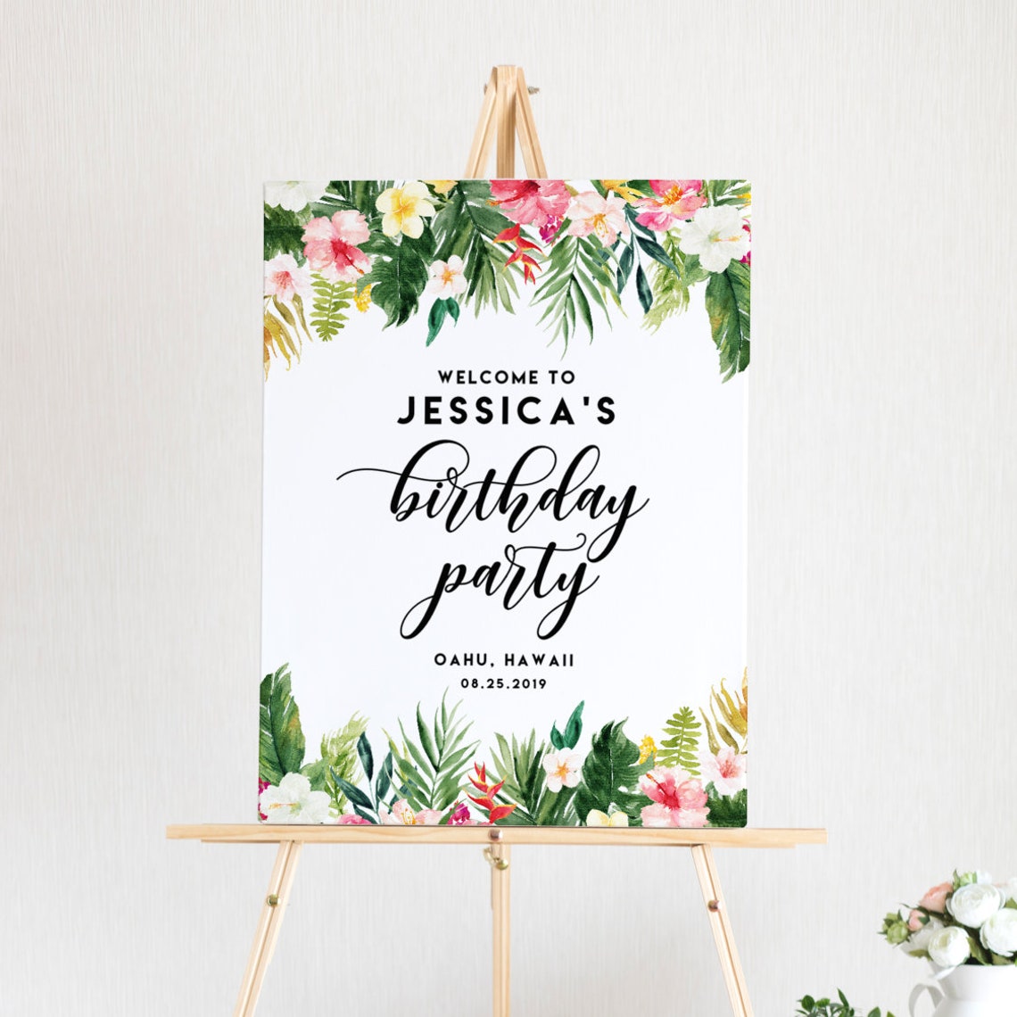 Editable Tropical Birthday Party Welcome Sign Template | Etsy