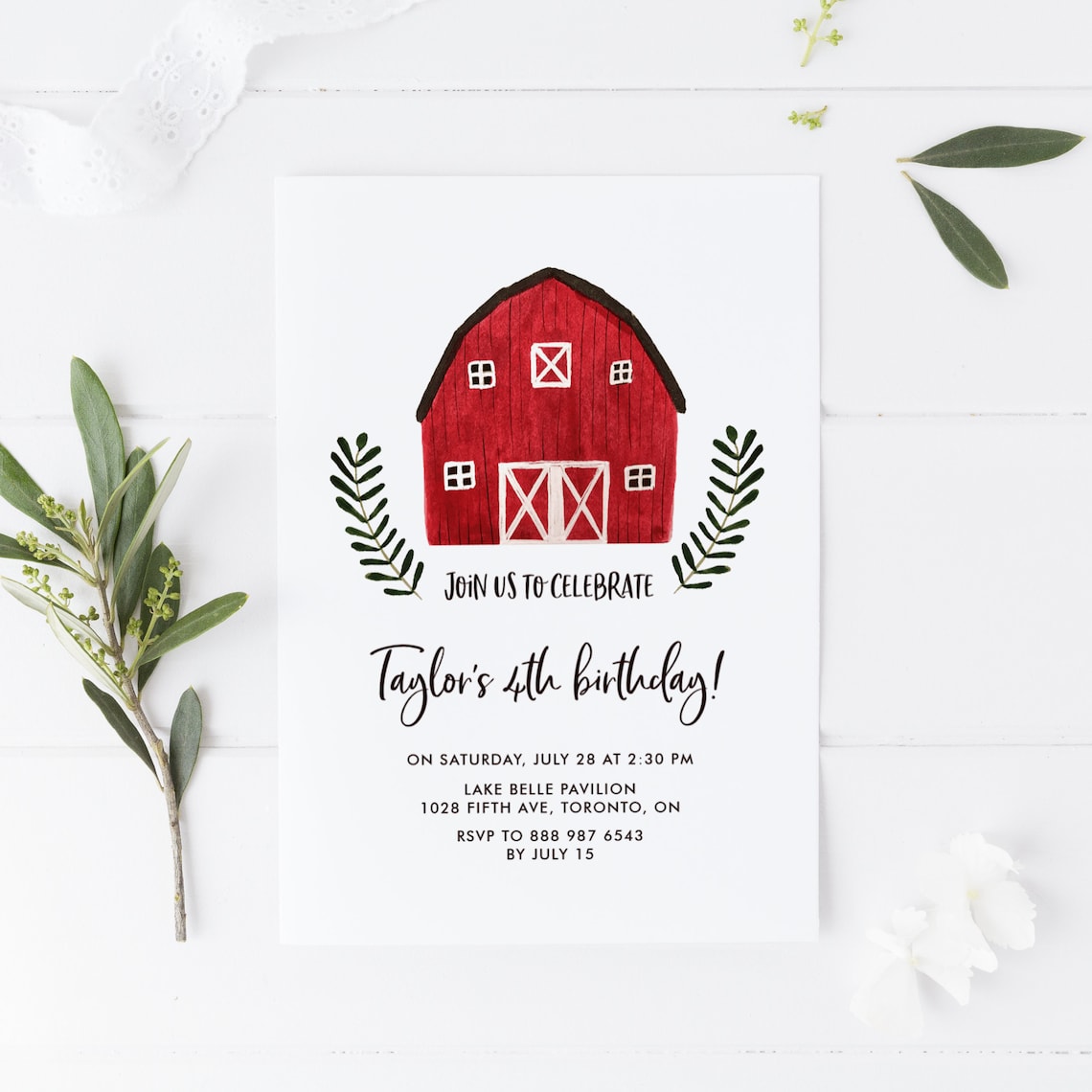 Printable Farm Theme Birthday Invitation Template DIY | Etsy
