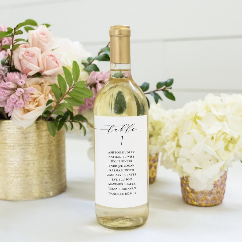 Printable Wine Label Table Numbers Template Avery Label 3x5 - Etsy