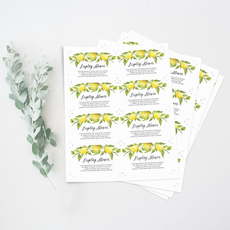 Lemon Display Shower Card Printable Watercolor Lemon | Etsy