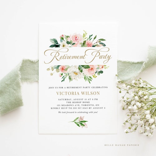 Printable Floral Retirement Party Invitation Template DIY - Etsy