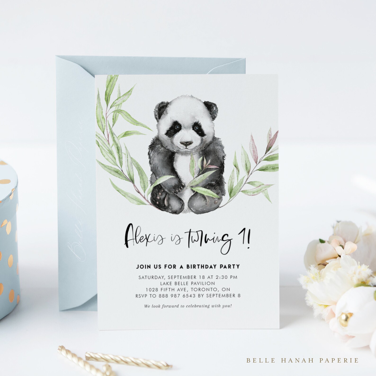 Printable Panda Birthday Party Invitation Template DIY | Etsy