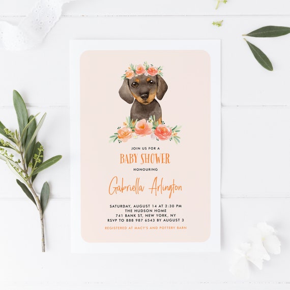Dachshund Baby Shower Invitation Template Printable - Etsy