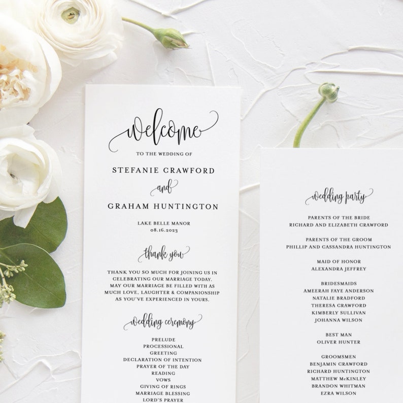 DIY Script Wedding Programs Template Printable Elegant | Etsy