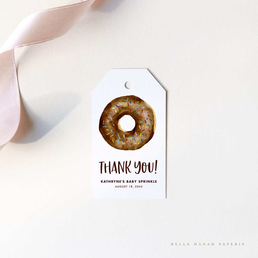 Printable Chocolate Donut Thank You Gift Tag Template - DIY Watercolor ...