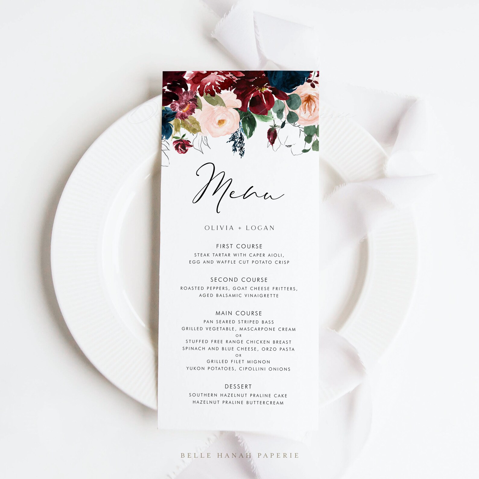 Printable Rustic Flowers Menu Card Template DIY Boho Dark - Etsy