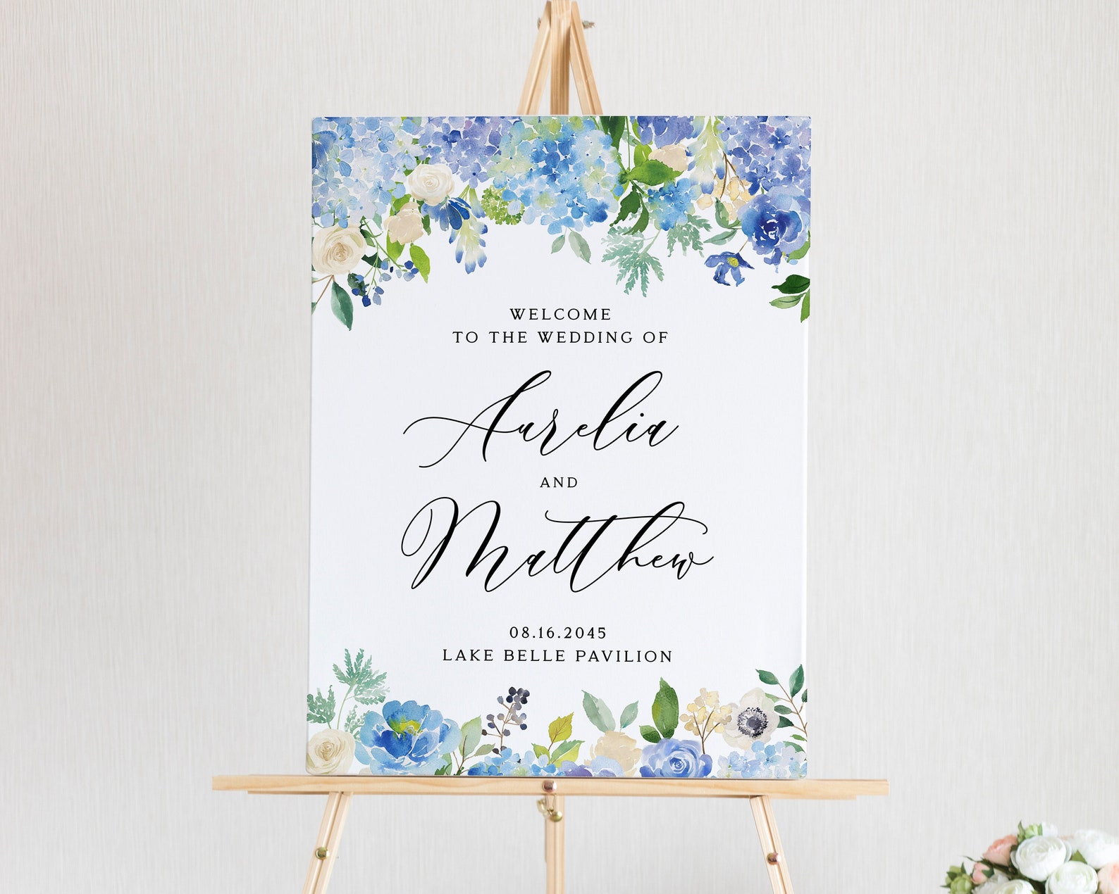 Printable Blue Hydrangea Wedding Welcome Sign Template - Etsy