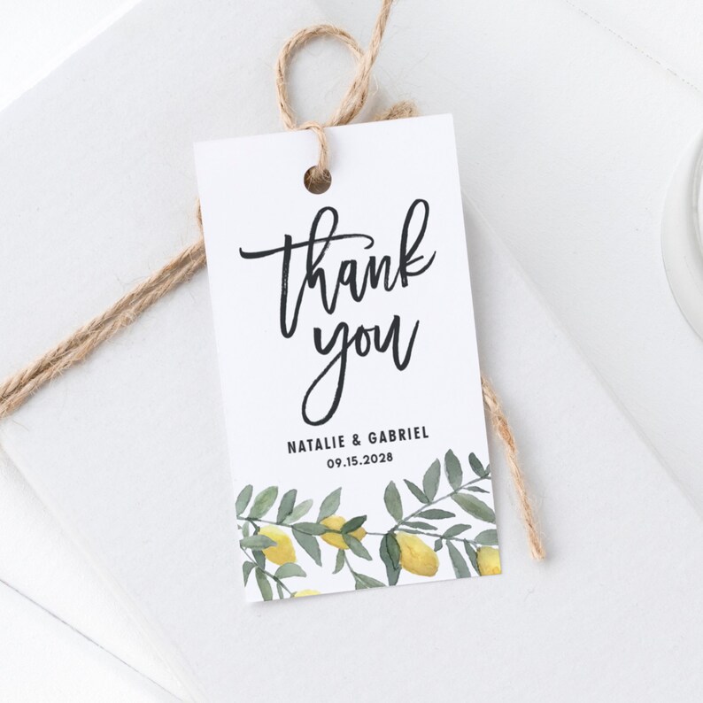 Printable Boho Lemon Gift Tag Template - DIY 3.5x2 Watercolor Lemon ...