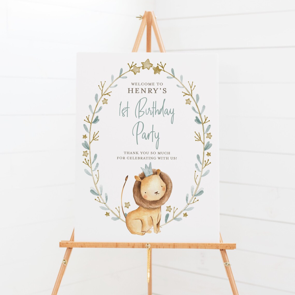 Lion King First Birthday Welcome Sign Template - Printable Watercolor ...