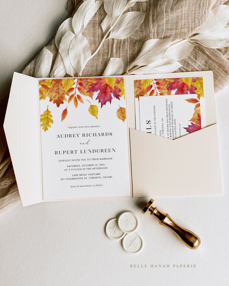 Printable Fall Wedding Invitation Set Templates Watercolor | Etsy