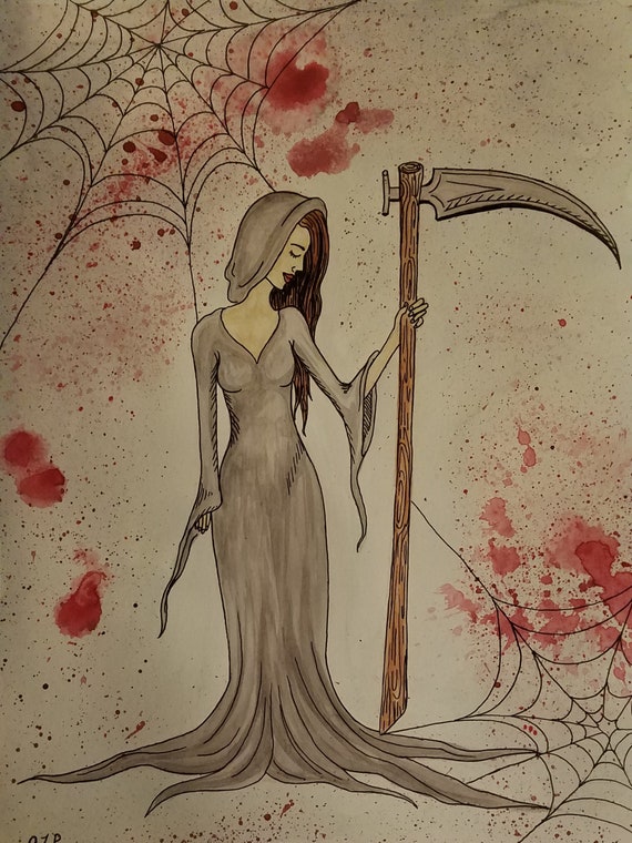 Grim Reaper Gallery Grim Reaper Portrait; Angel Of Death ; Original