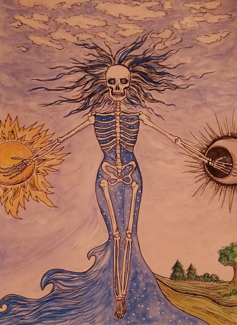 Skeleton Lady Print - Etsy