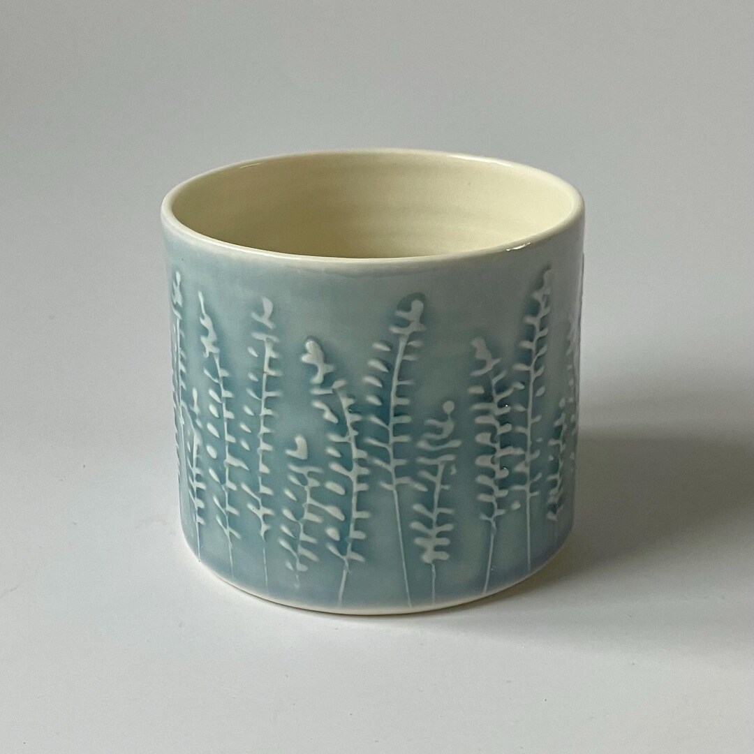 Blue Porcelain Pot - Heather Design - Handmde - Etsy