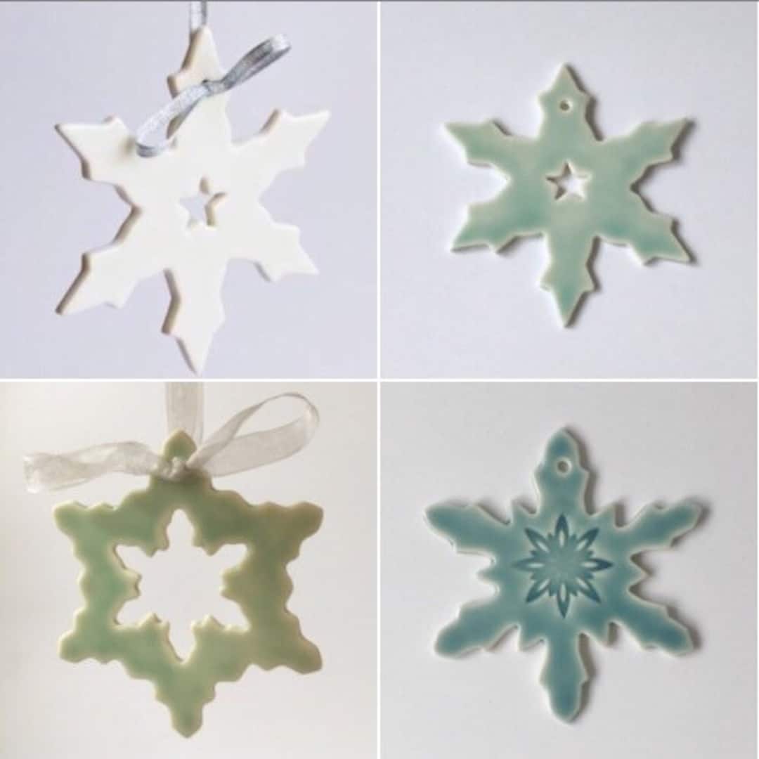 Set of 3 Snowflakes Choose Options Porcelain Christmas Decorations ...