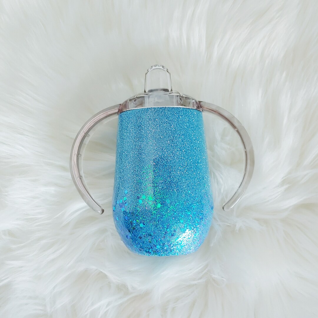 8 Oz Blue Glitter Sippy Cup - Etsy
